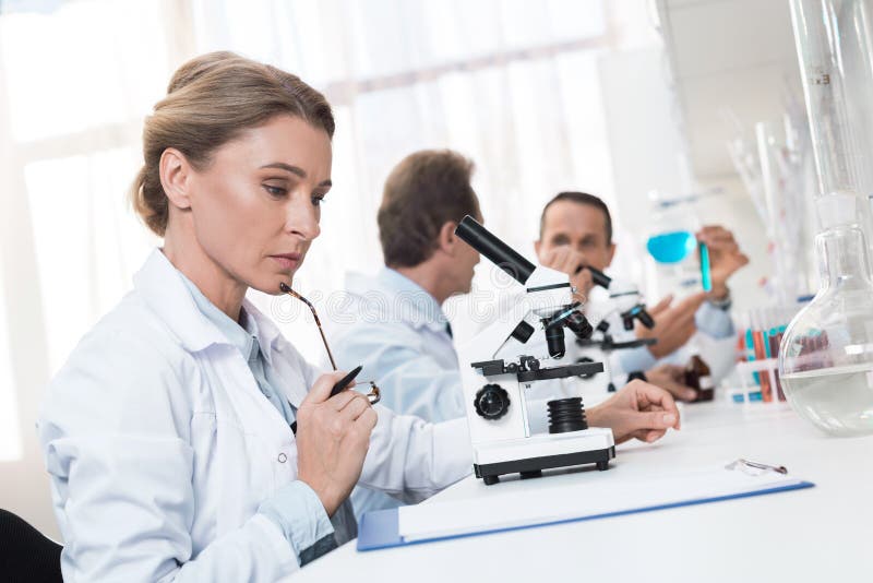 Lab Technician Taking Notes Stock Image - Image of researchers, work ...