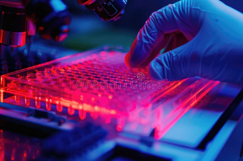 A Lab Technician Uses a Microscope To Examine a Piece of Equipment ...