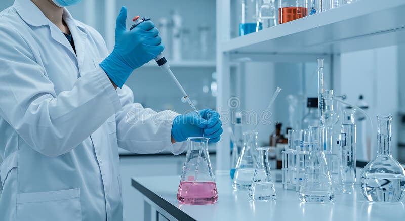 Lab Technician Working with Chemical Solution in a Scientific Setting ...