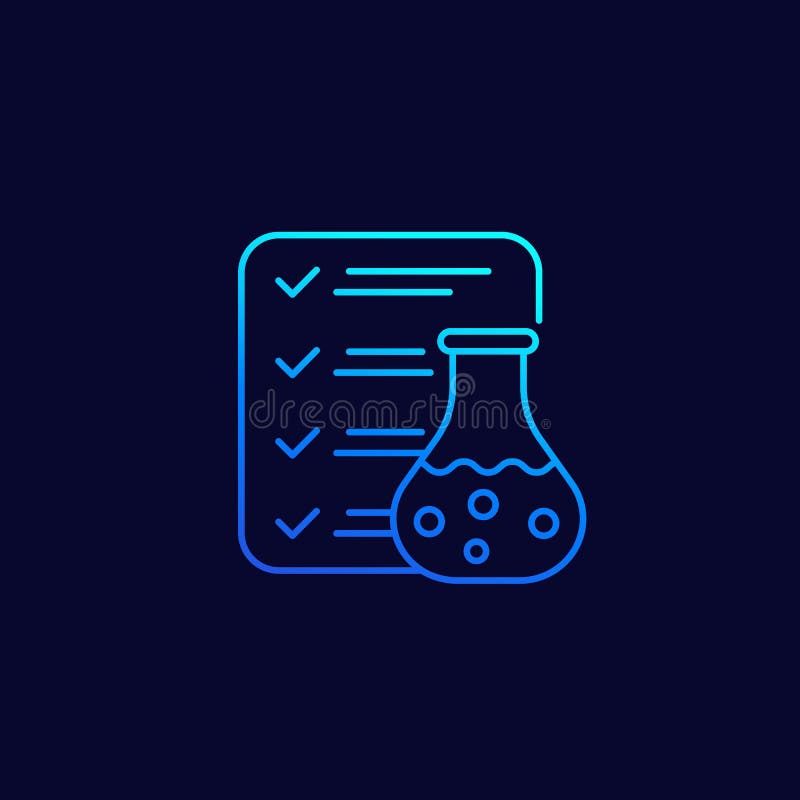 Lab Test Results Line Vector Icon on Dark Stock Vector - Illustration ...