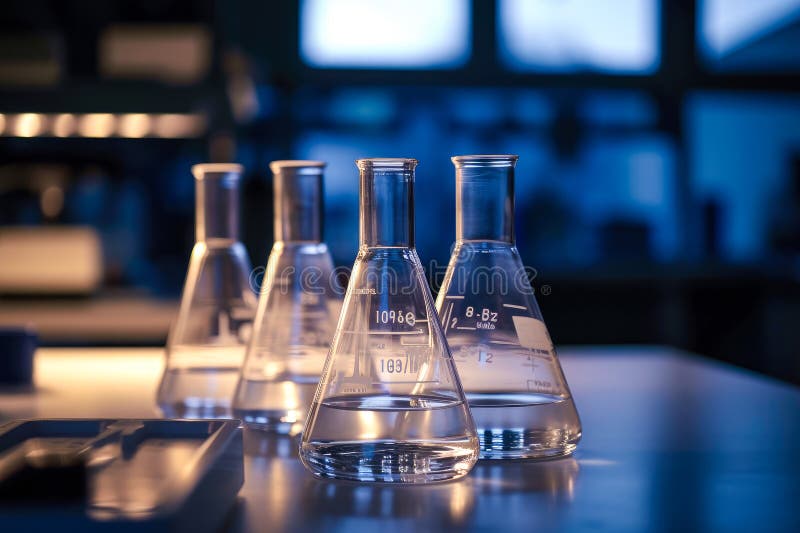 Lab Theme with Lab Glassware on the Table Stock Illustration ...