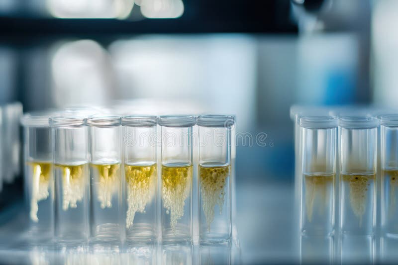 Lab Vials Hold Liquid Solutions Stock Photo - Image of clear ...