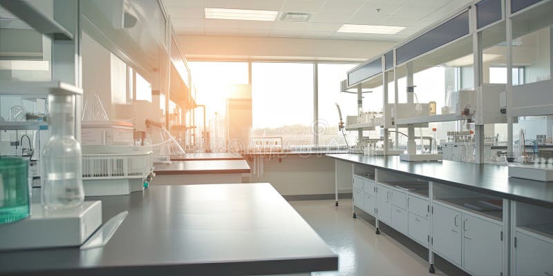 A Lab with White Cabinets and a Black Chair. AI Generative Image. Stock ...