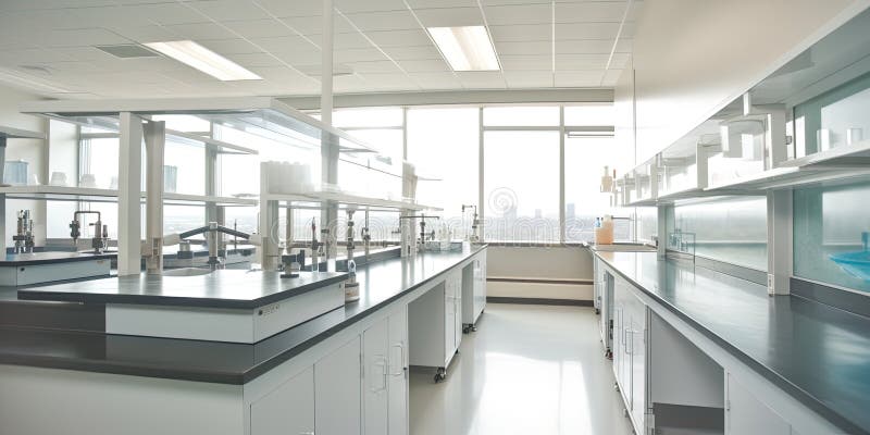 A Lab with White Cabinets and a Black Chair. Generative AI Image. Stock ...