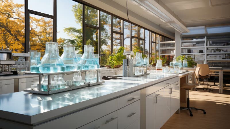 A Lab with White Cabinets. Generative AI. Stock Illustration ...