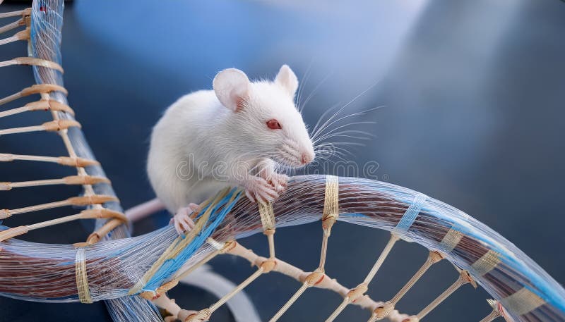 Lab White Mouse Sits on Neural Pathway Model. Dna Sequencing Stock ...