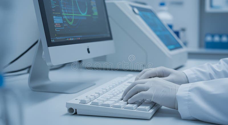 Lab Work Hands Typing Scientific Data Computer Stock Photos - Free ...