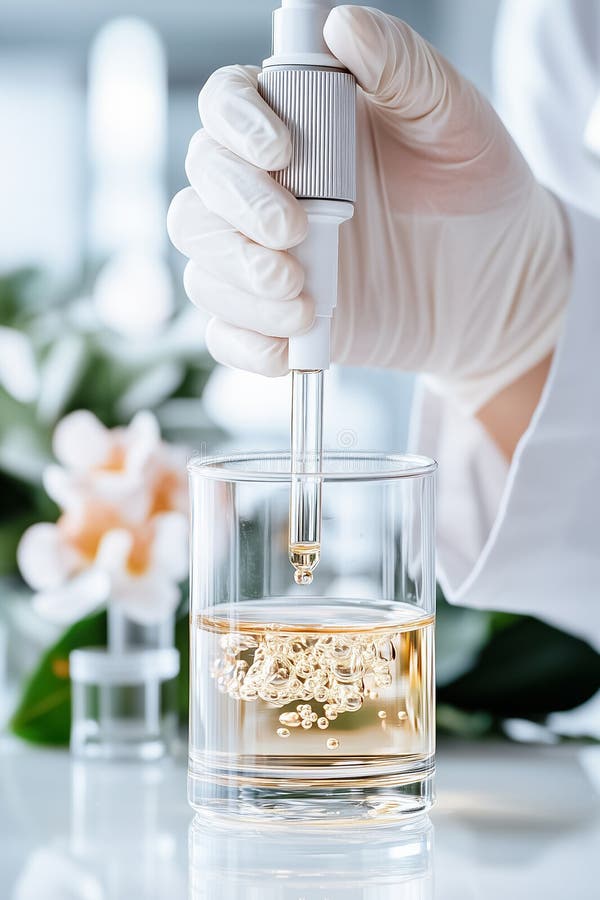 A Lab Worker Carefully Measures and Adds Components To a Nutrient Solution for Genetically ...