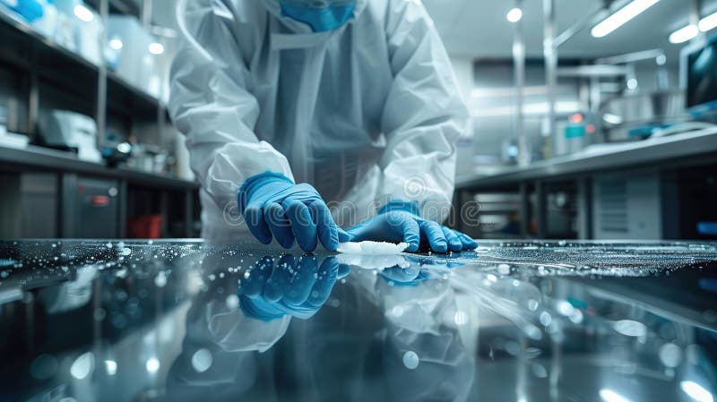 Lab Worker Cleaning Surface Stock Illustration - Illustration of ...