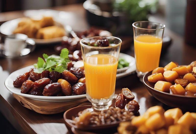 Laban Food Dates Iftar Menu Juice Stock Illustration - Illustration of ...