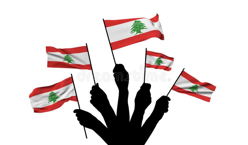 Labanon National Flag Being Waved. 3D Rendering Stock Illustration ...