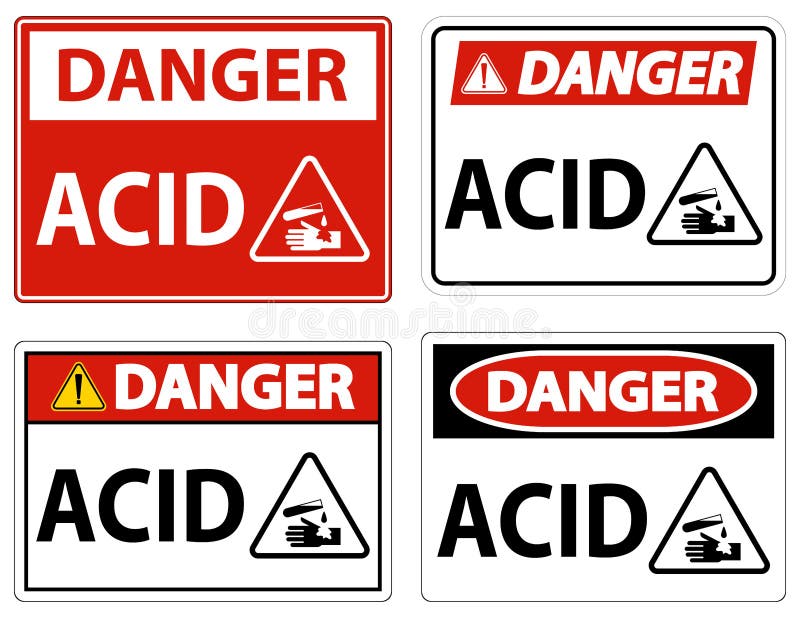 Label Acid Warning Sign on White Background Stock Vector - Illustration ...