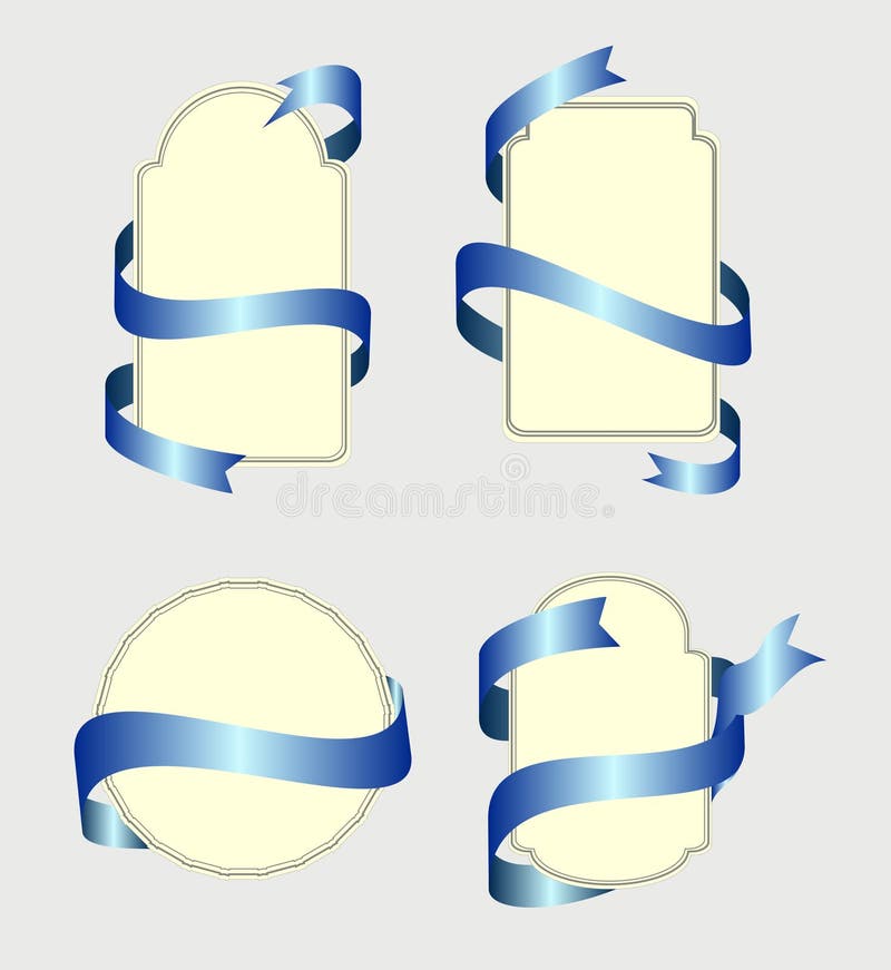 Label with blue ribbon stock vector. Illustration of label - 39876251