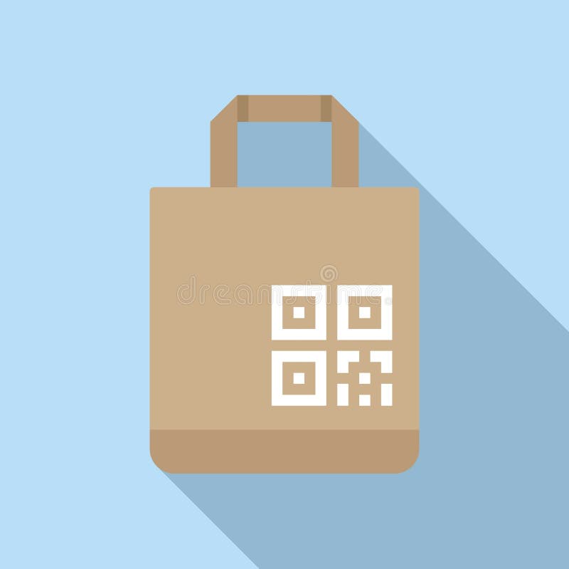 Label Cell App Icon Flat Vector. Scan Paper Bag Stock Illustration ...