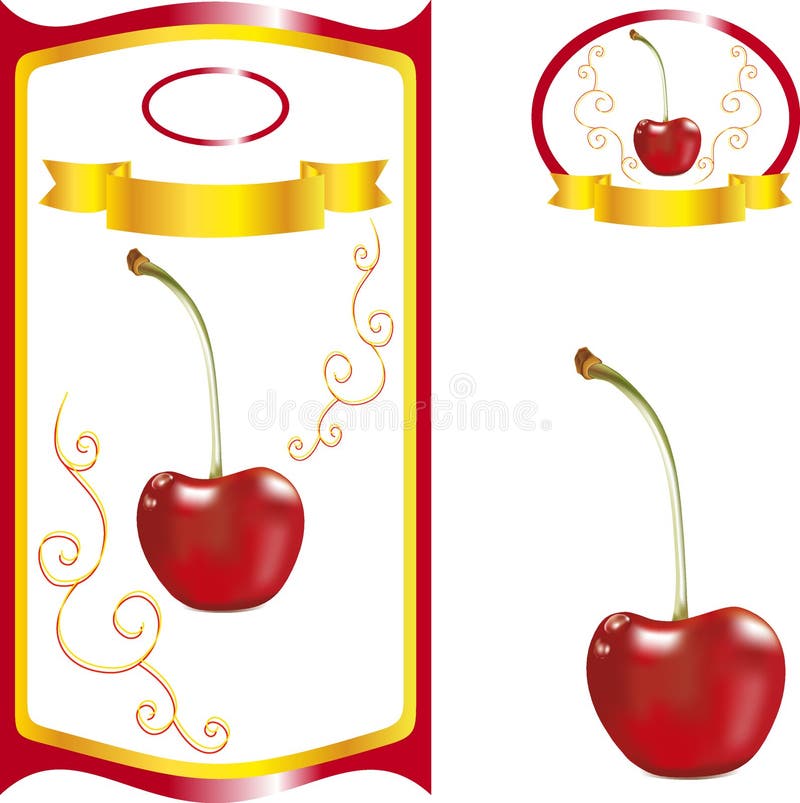 Label with Cherry, Sweet Cherry for Juice Packing Stock Vector ...