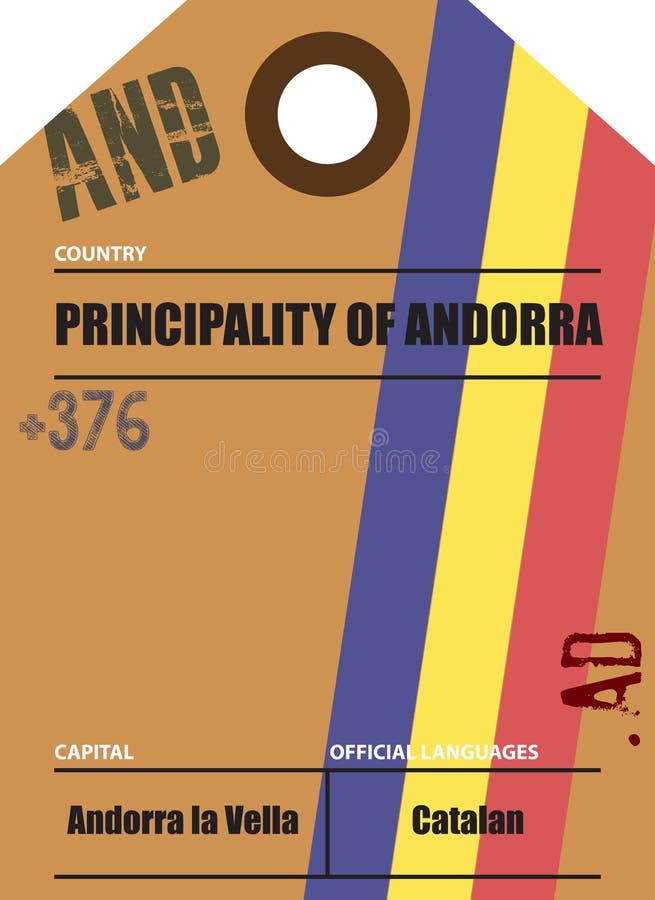 Label for country Andorra stock vector. Illustration of language ...