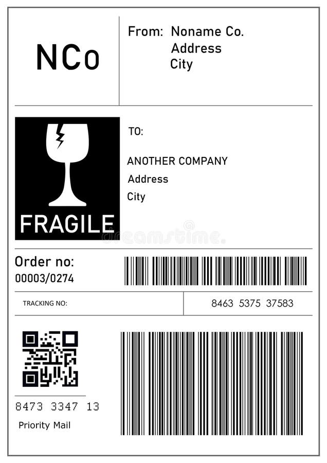 Label with Data and Barcode, Illustration. Parcel Delivery Stock ...