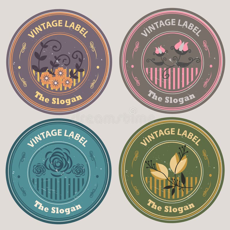 Label de fleurs de vintage illustration de vecteur. Illustration du ...