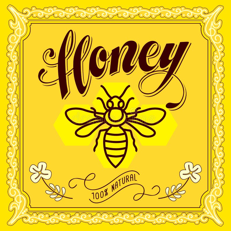 Label De Miel, Emblème, éléments De Conception D'étiquette Abeille ...