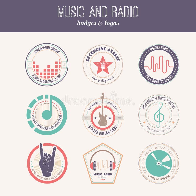 Ensemble De Vecteur De Logos De Musique, Icônes, Signes Illustration de ...