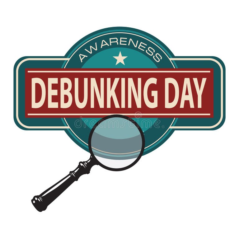 Label for Debunking Day stock illustration. Illustration of magnifying ...