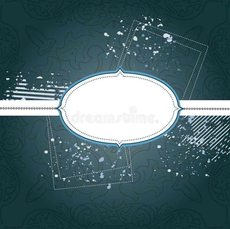 Decorated Label on Blue Background Stock Illustration - Illustration of ...