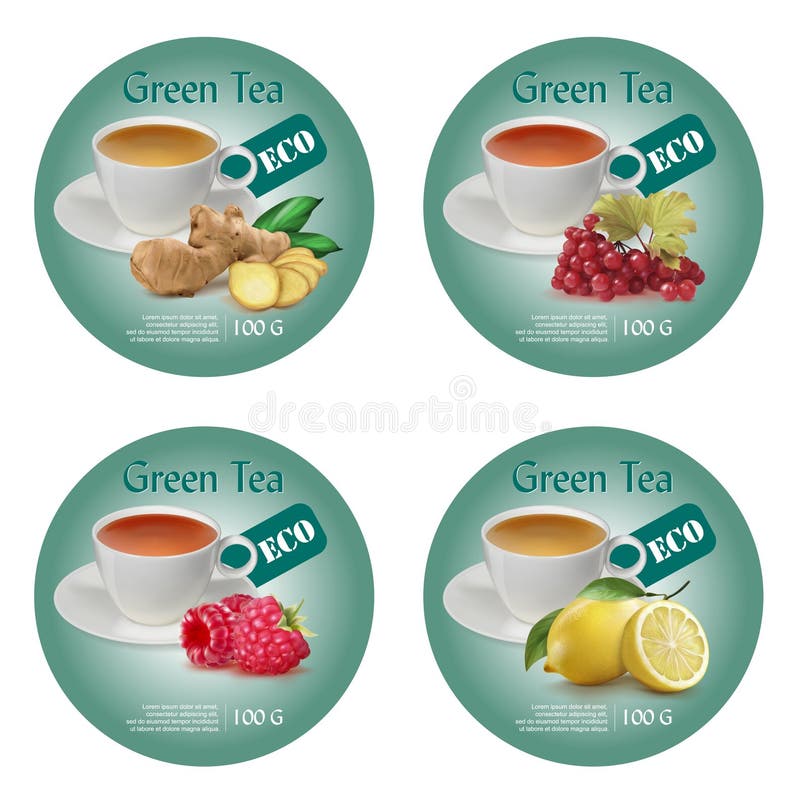 Label Design Concept for Green Tea. Stock Illustration - Illustration ...