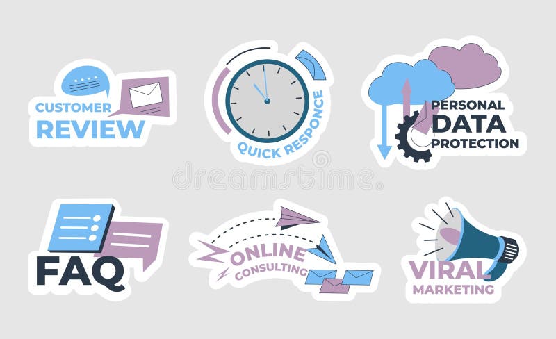Label Design Set for Online Customer Service Stock Vector ...