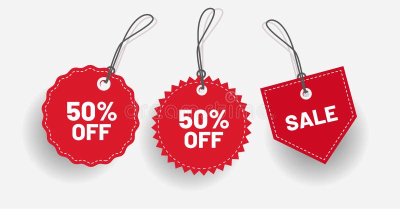 Label Discount Red with Various Shape - Vector Stock Vector ...