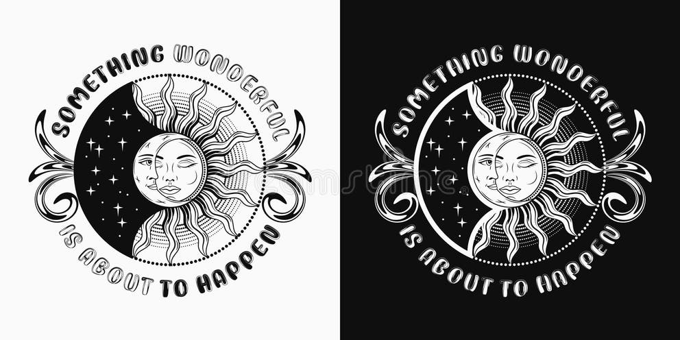 Label with Eclipse with Sun, Crescent Moon, Text Stock Vector ...