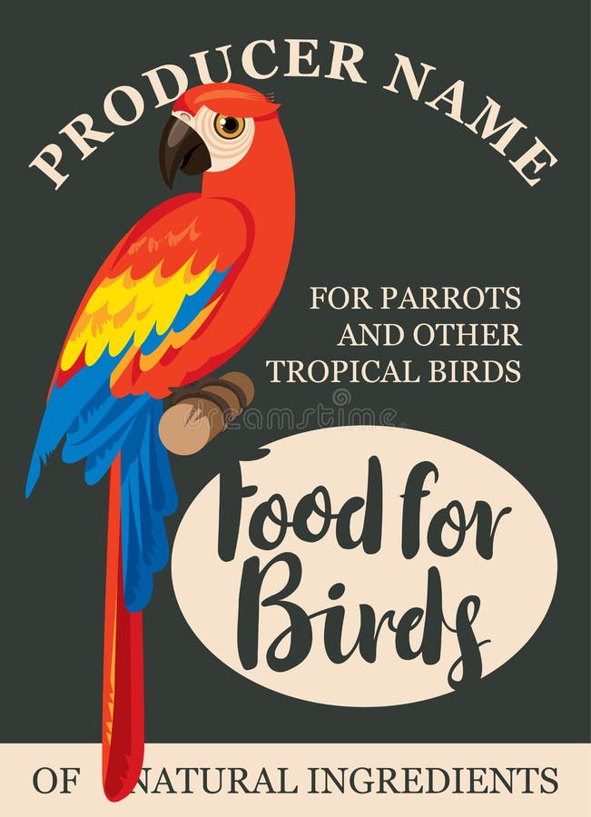 Label feed tropical birds stock vector. Illustration of feather - 82887901