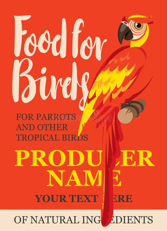 Label feed tropical birds stock vector. Illustration of grain - 83692773