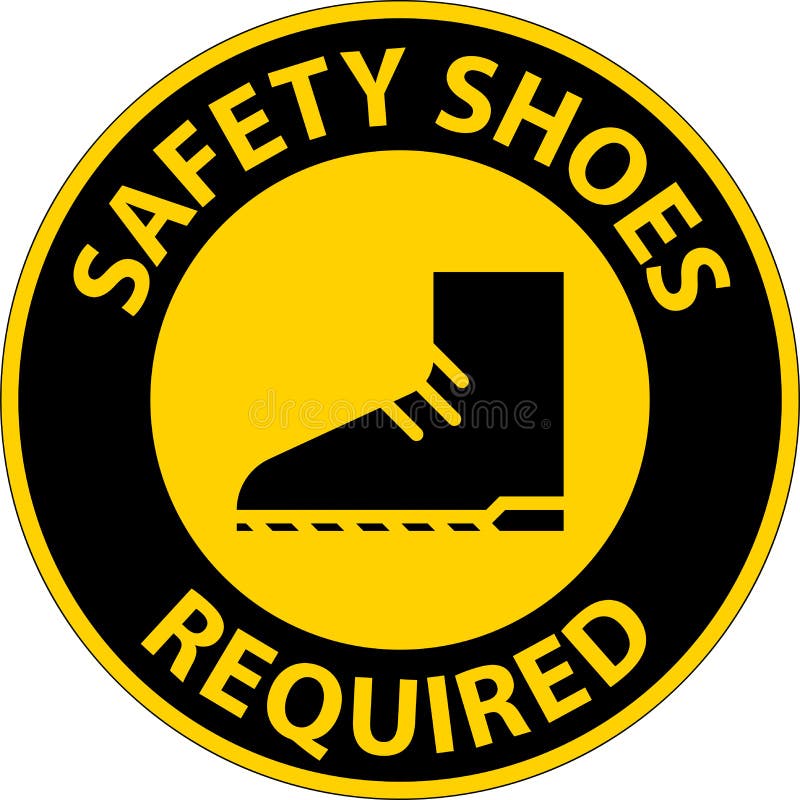 Label Floor Sign, Safety Shoes Required Stock Vector - Illustration of ...