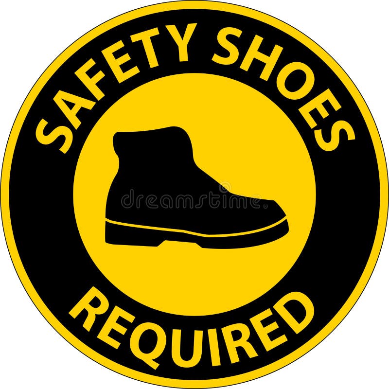 Label Floor Sign, Safety Shoes Required Stock Vector - Illustration of ...