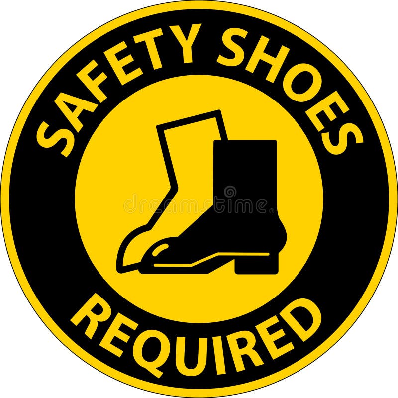 Label Floor Sign, Safety Shoes Required Stock Vector - Illustration of ...