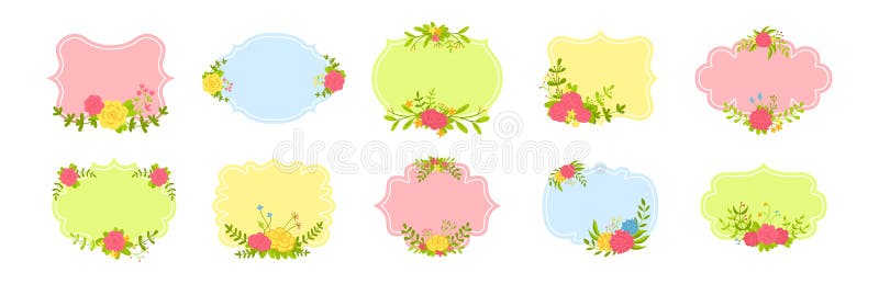 Label Frames Line Set Sticker Tag Outline Shape Stock Vector ...