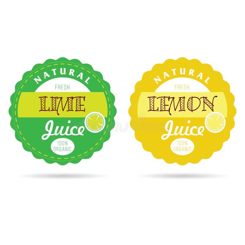 Label of Fresh Fruit Lime and Lemon Natural Illustration Stock Vector ...