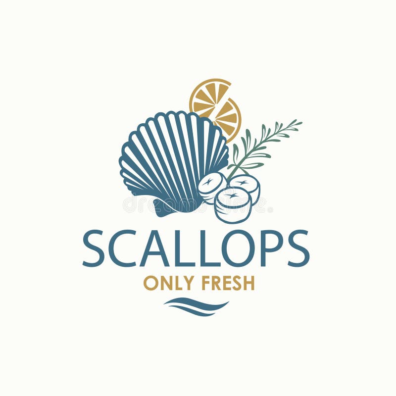 Set Scallop Sea Shell Icon Isolated on Black and White Background ...