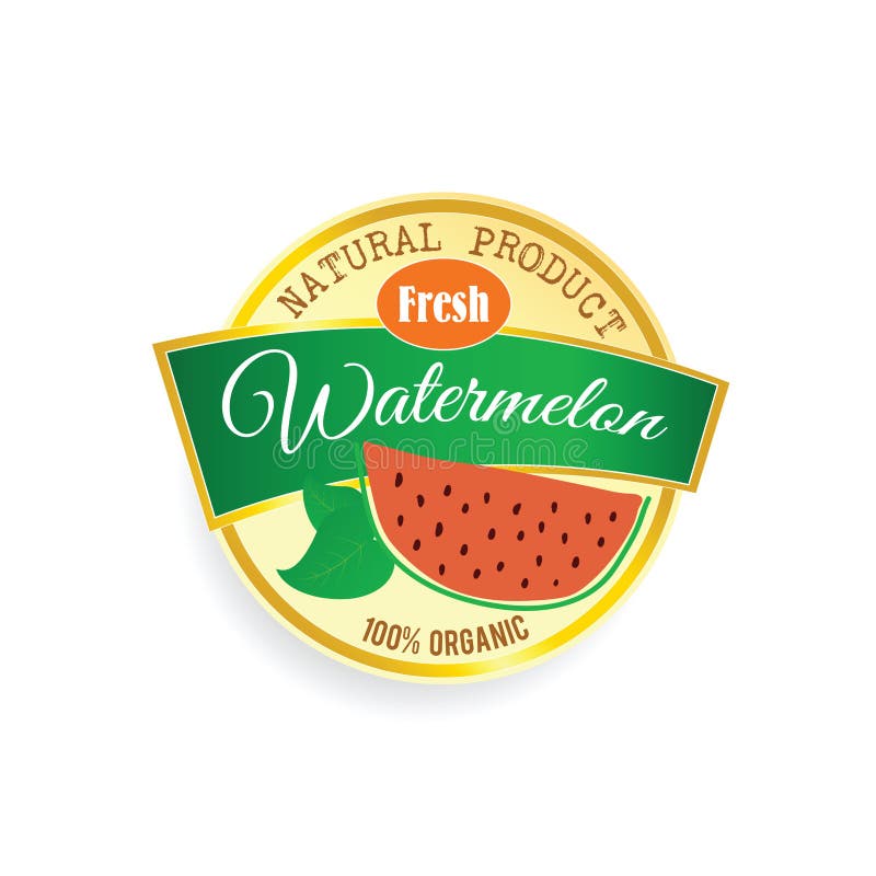 Label of Fruit Watermelon and Strawberry Illustration in Colorful Stock ...