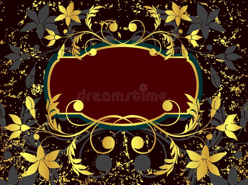 Label with gold anemones stock vector. Illustration of grey - 11029625