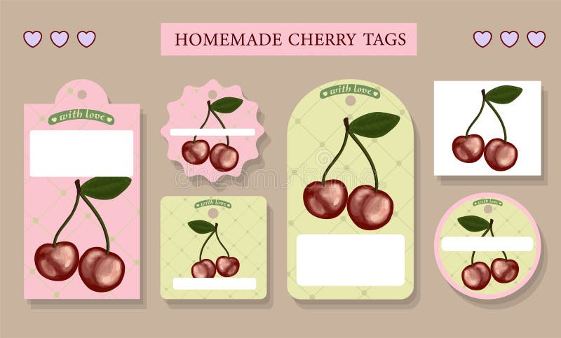 Label for Homemade Cherries. Cherry Jam Canned Packaging Stock Vector - Illustration of canned ...