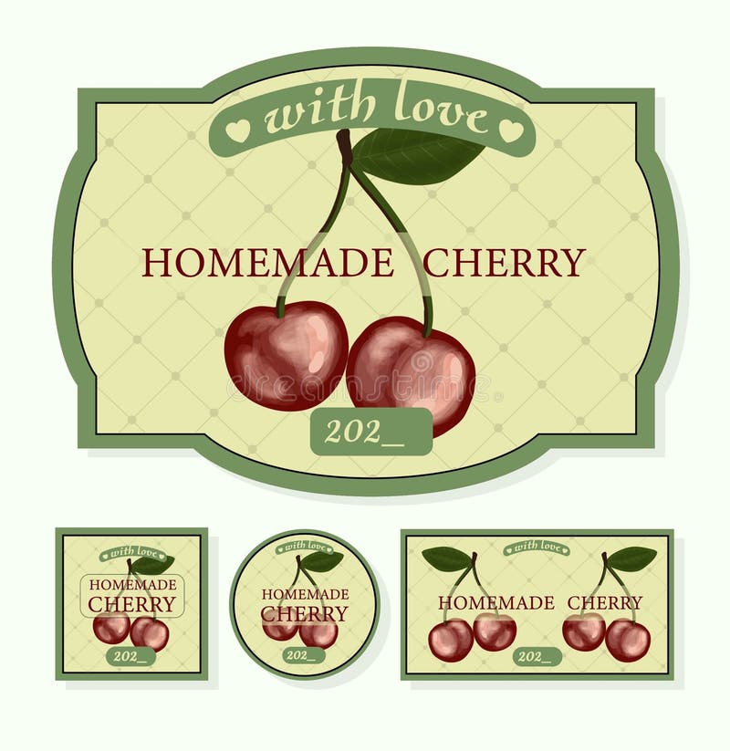 Label for Homemade Cherries. Cherry Jam Canned Packaging Stock Vector ...