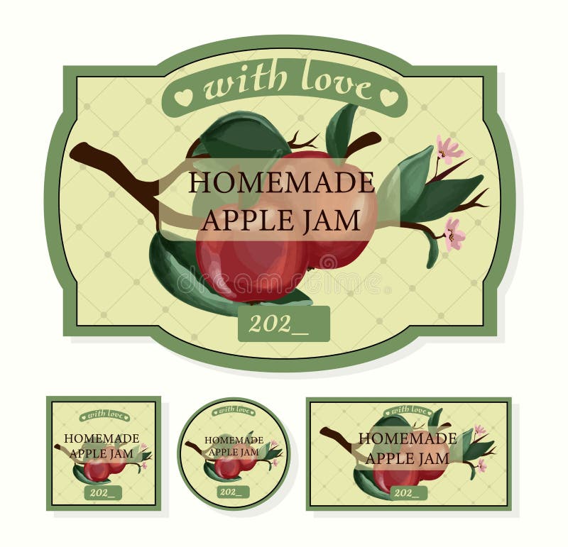 Label for Homemade Jam. Apple Jam Packaging Stock Vector - Illustration ...