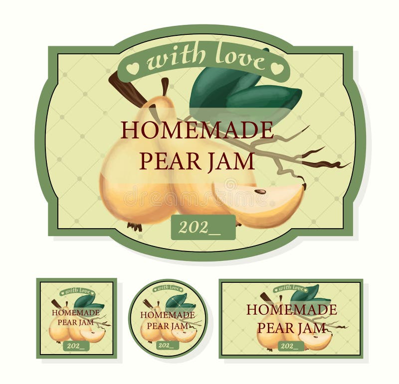 Label for Homemade Jam. Pear Jam Packing Stock Vector - Illustration of ...