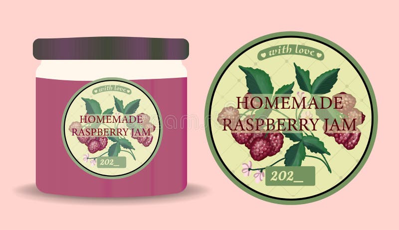 Label for Homemade Jam. Raspberry Jam Packaging Stock Vector ...