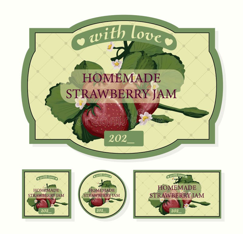 Label for Homemade Jam. Strawberry Jam Packaging Stock Vector ...