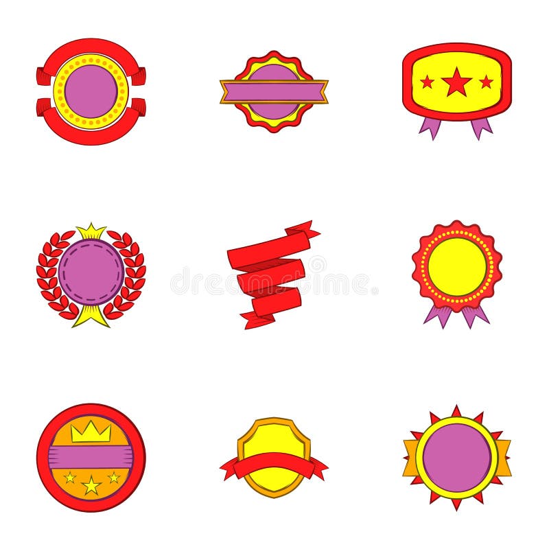 Label Icons Set, Cartoon Style Stock Vector - Illustration of drawn ...