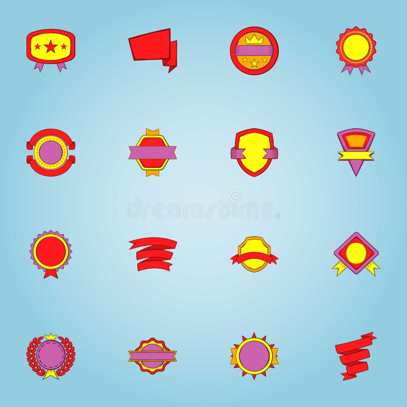 Label Icons Set, Cartoon Style Stock Vector - Illustration of modern ...