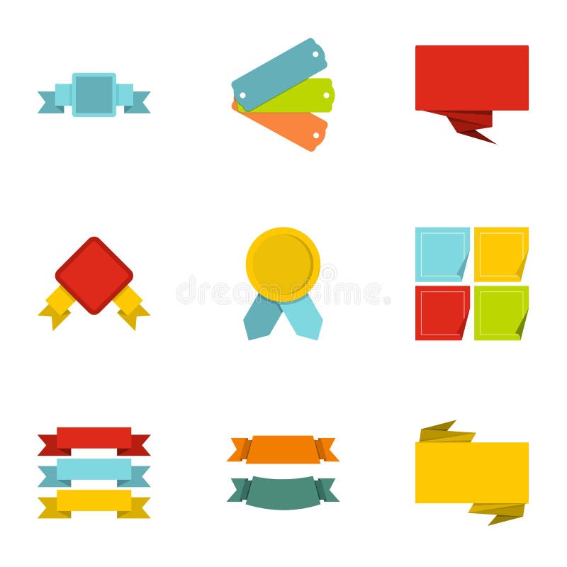 Label Icons Set, Flat Style Stock Vector - Illustration of decoration ...