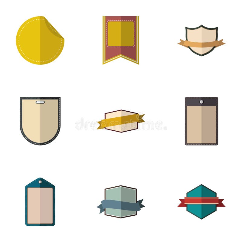 Label Icons Set, Flat Style Stock Illustration - Illustration of menu ...